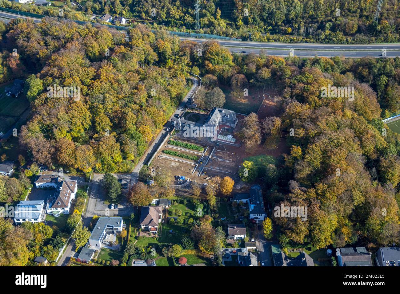 Aerial view, Hohenhof - Art Nouveau Villa of Osthaus Museum, Autumn ...