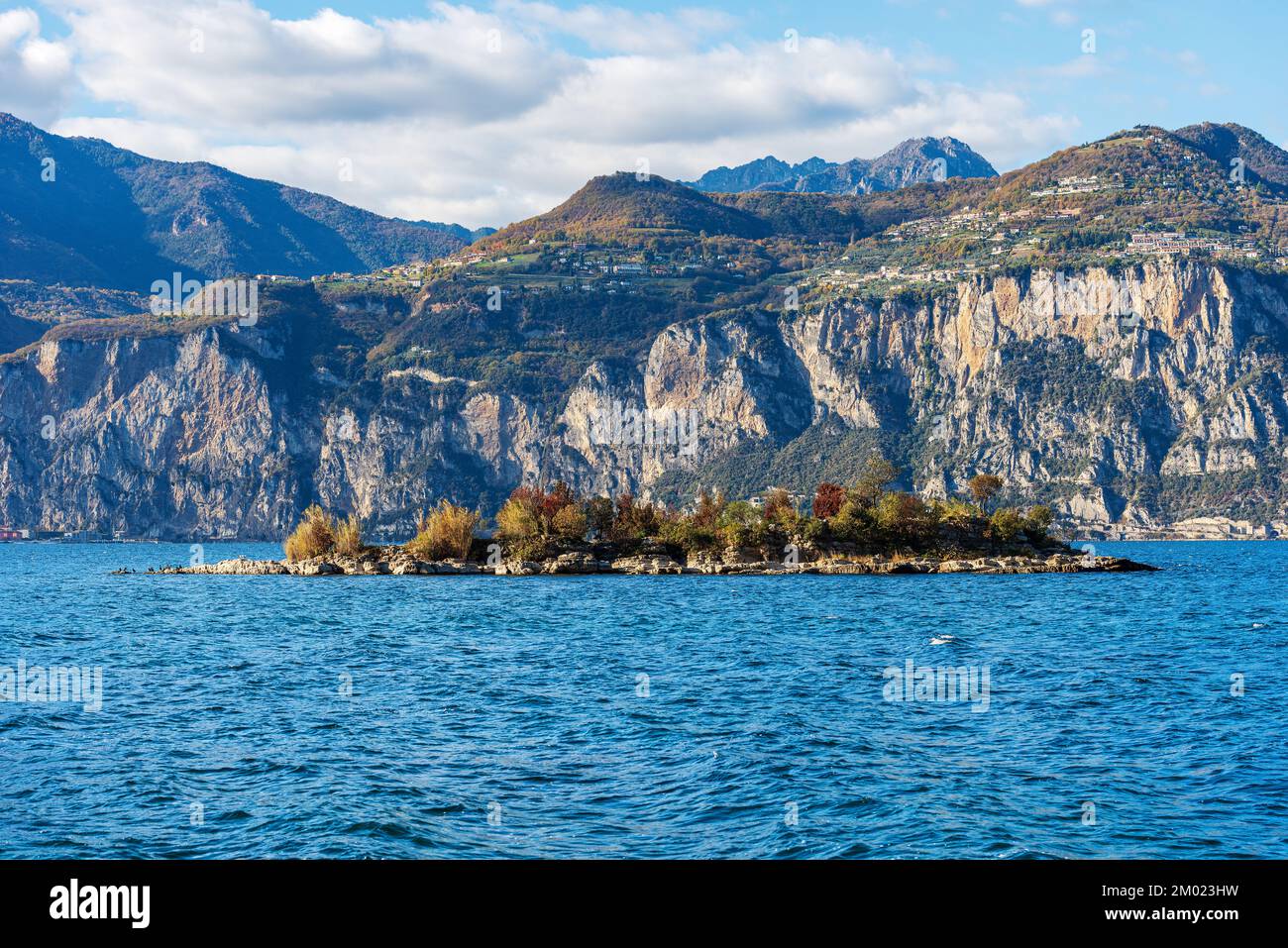 Lake Garda (Lago di Garda) and Italian Alps view from the small village ...