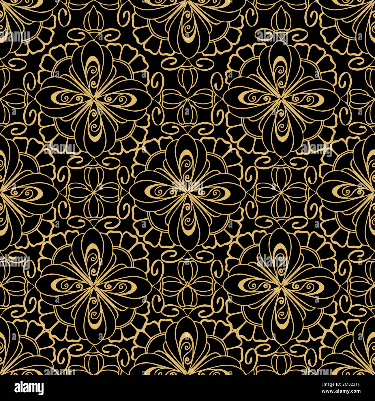 seamless graphic abstract tile pattern, golden geometric ornament on ...