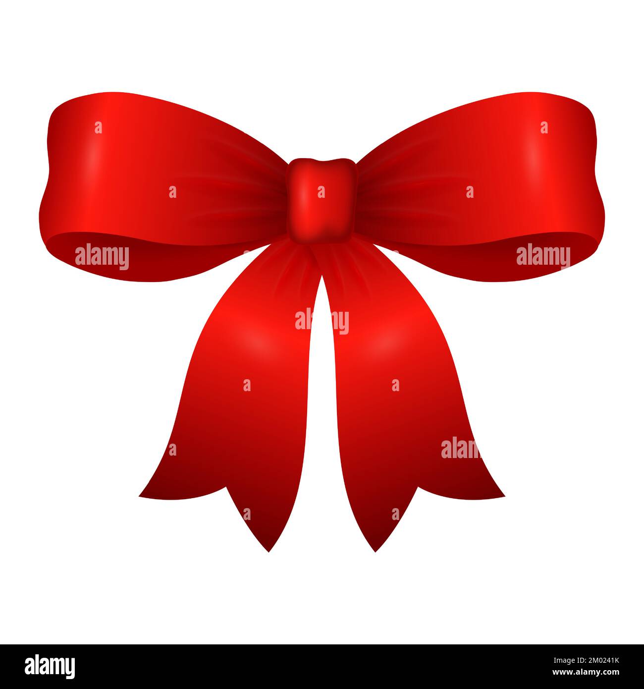 Realistic satin red bow for holiday decor. Red ribbon. Vector ...