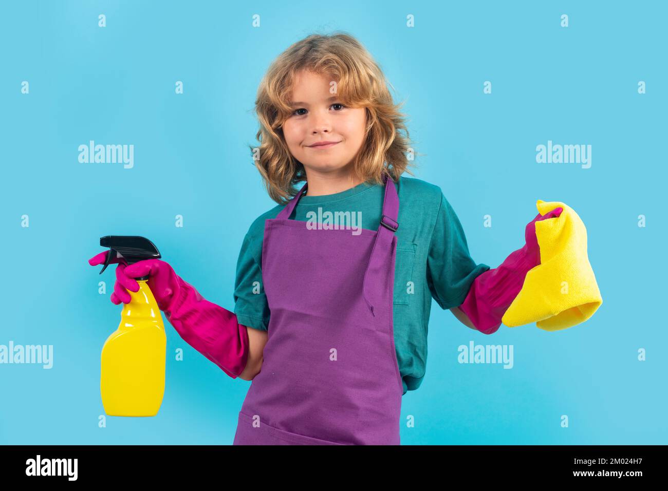 Children helping with housekeeping, cleaning the house. Housekeeping at ...