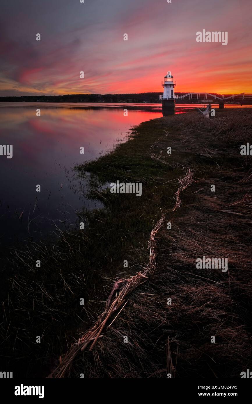 Doubling Point Lighthouse, Kennebec River, Arrowsic, Maine Stock Photo ...