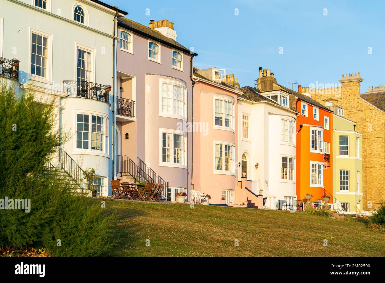 A row of seafront terrace Georgian townhouses along the central Parade ...