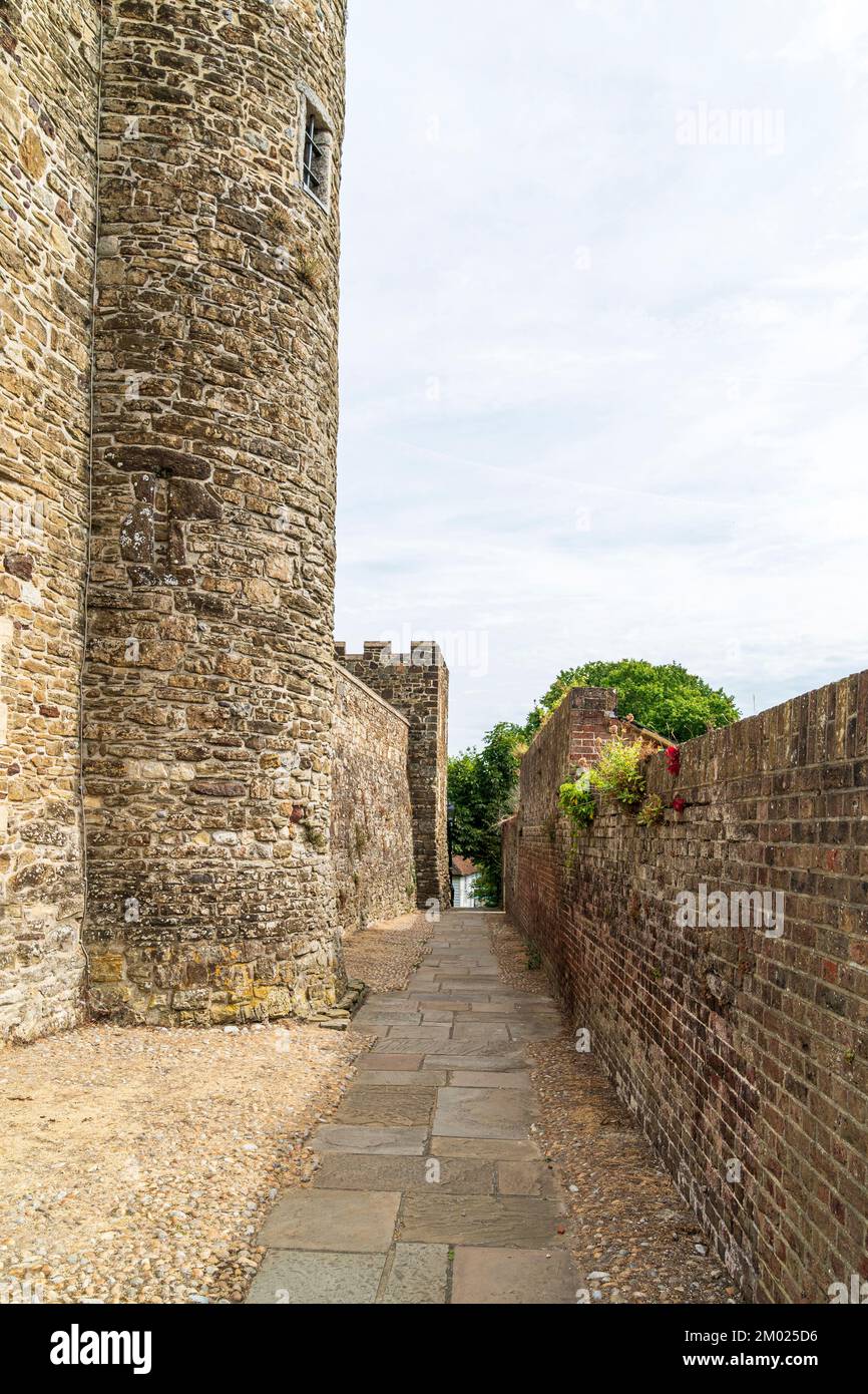 Small passageway, walkway, between the medieval Ypres tower, castle ...
