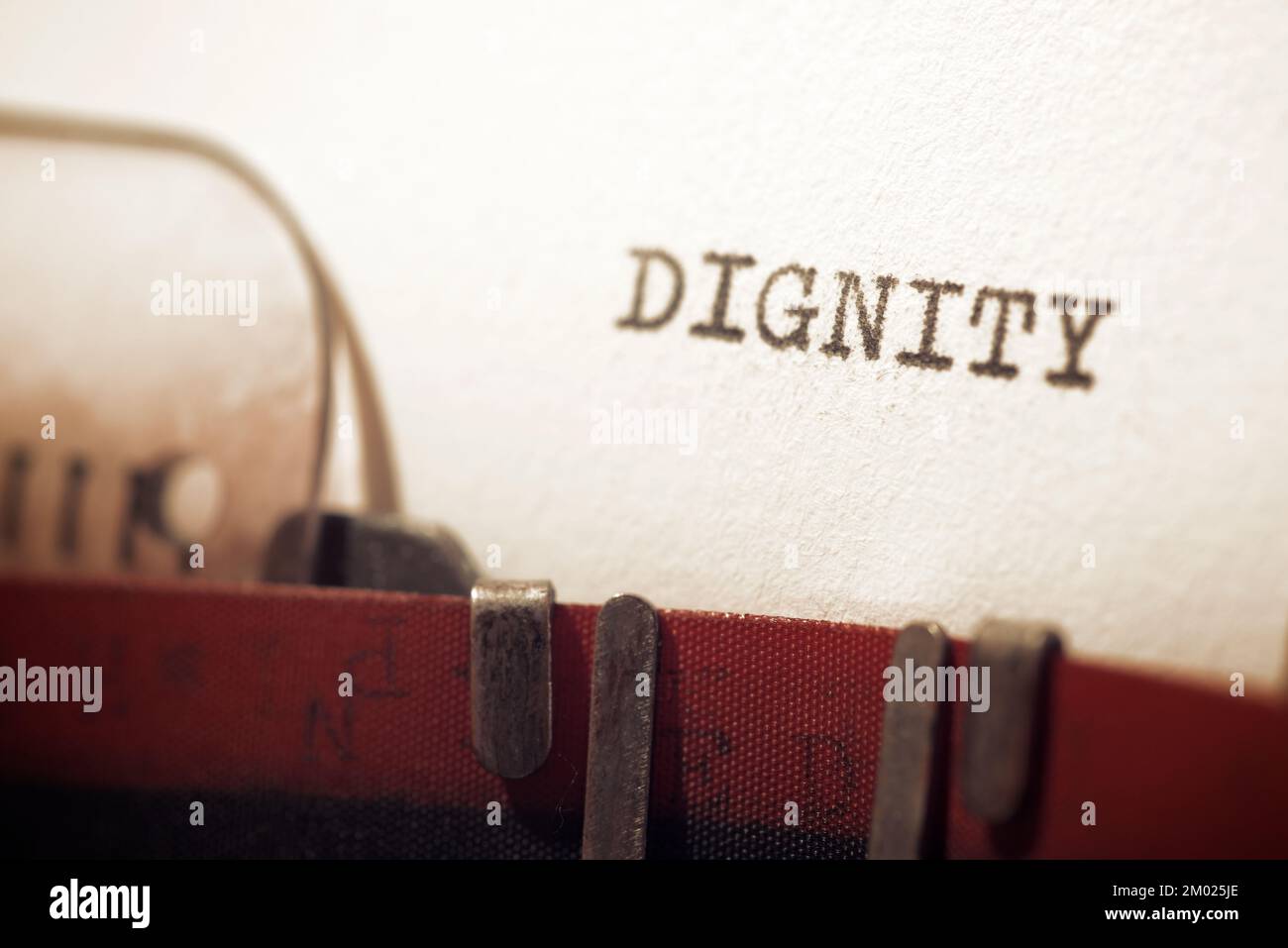 Dignity text written with a typewriter Stock Photo - Alamy