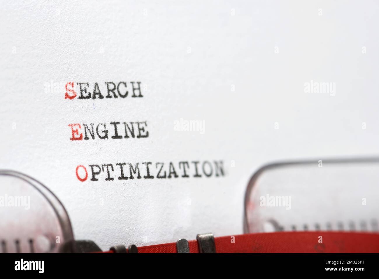Search engine optimization phrase written with a typewriter Stock Photo ...