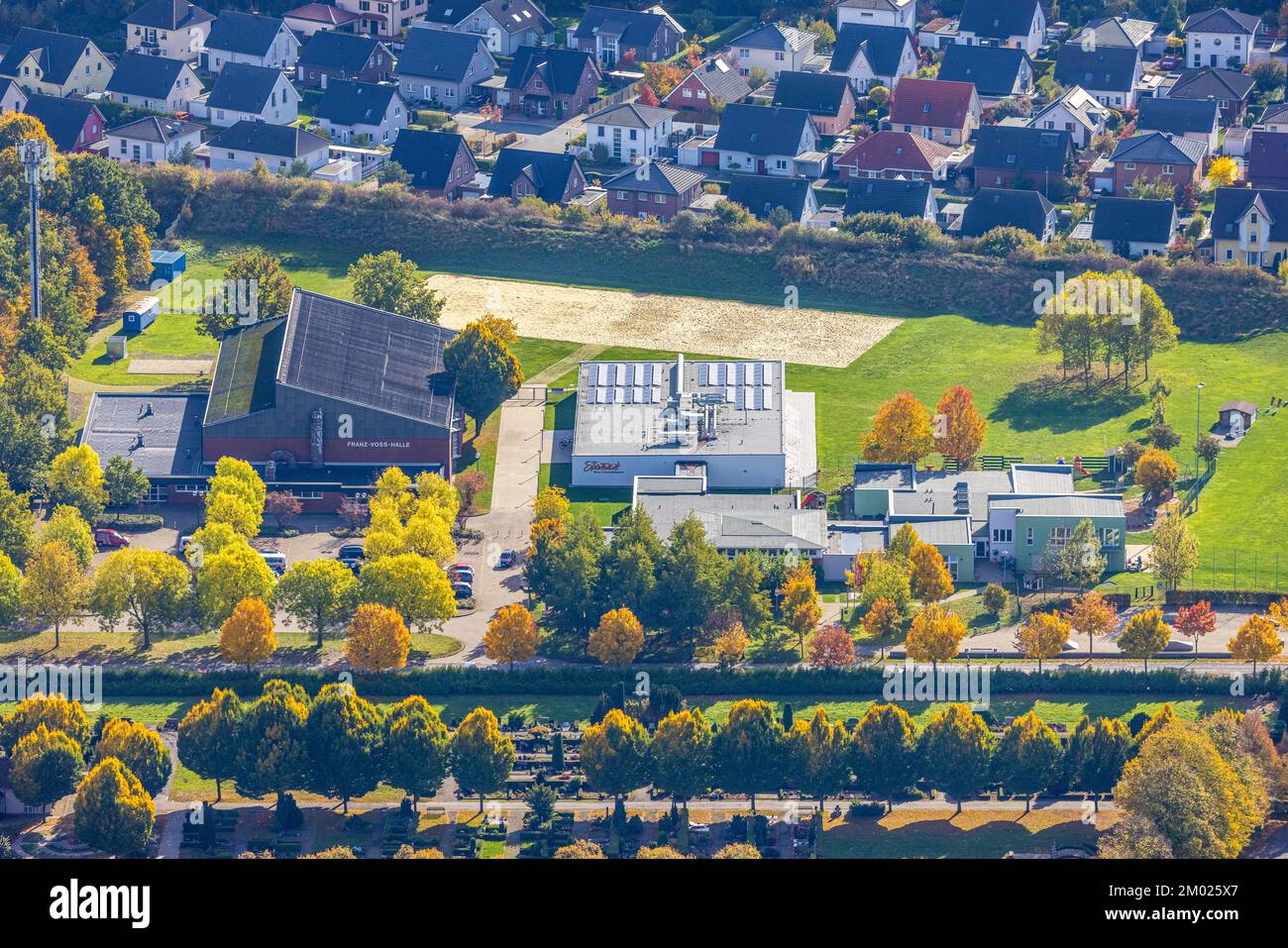 Aerial view, Franz-Voß-Halle, HSC 08 Hammer SportClub 2008, Sport-Kita ...