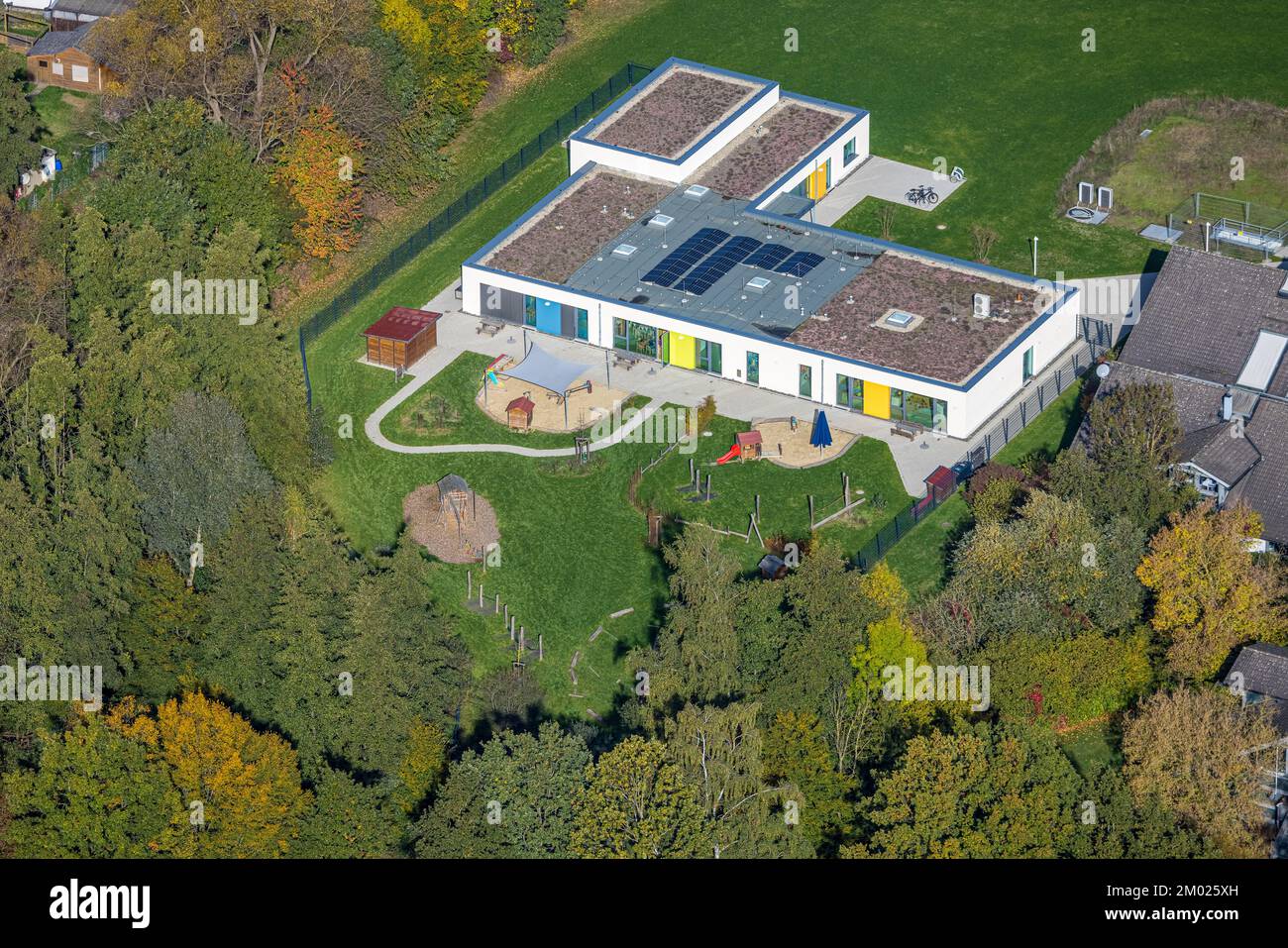 Aerial view, Ahsestrolche sports daycare center, Rhynern, Hamm, Ruhr ...