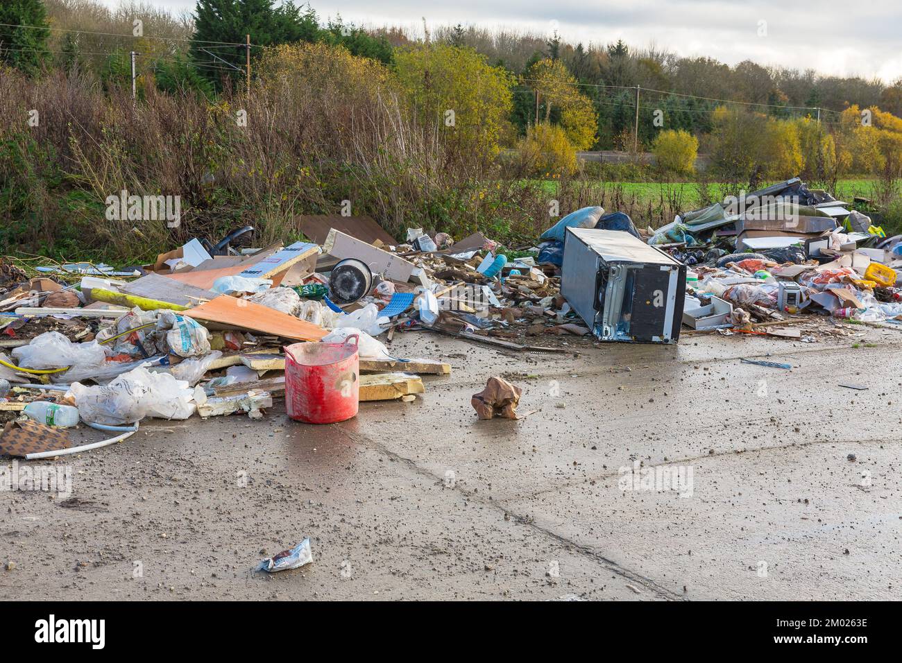 Yorkshire, England, 12/03/2022. Fly-tipping of household and builders ...