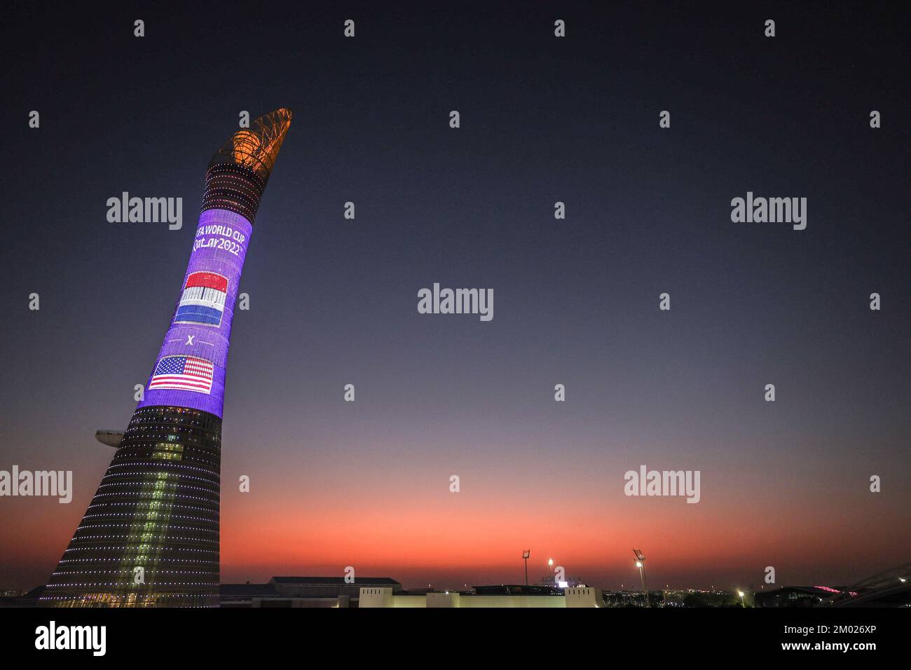 Doha, Qatar. 3rd Dec, 2022. A view of Khalifa Tower before the Round of ...