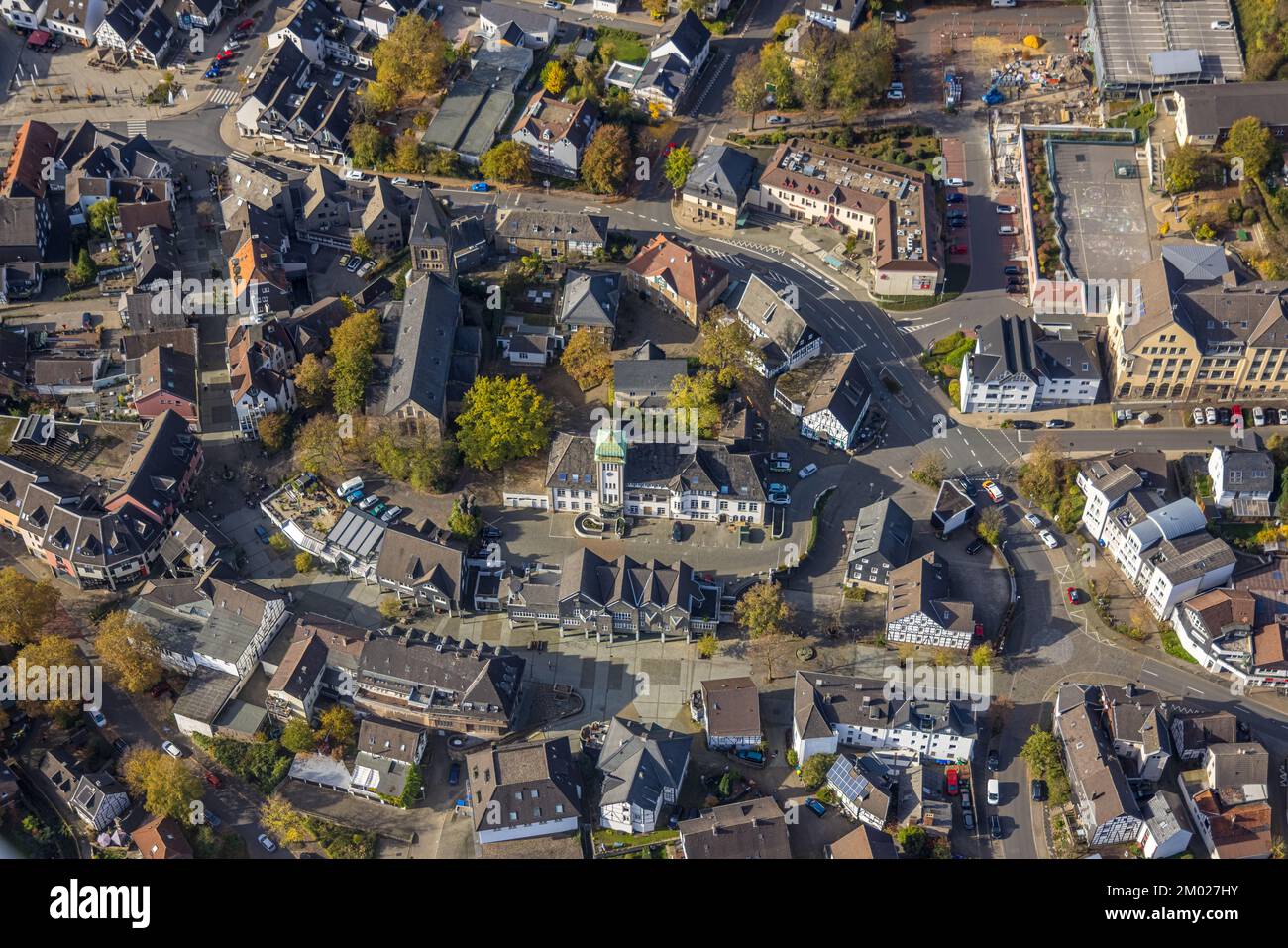 Aerial view, old town, evang collegiate church, town hall, Herdecke ...