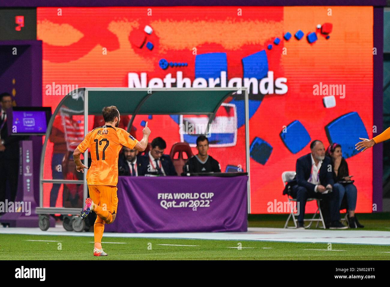 DOHA, QATAR - DECEMBER 3: Daley Blind of the Netherlands celebrates ...