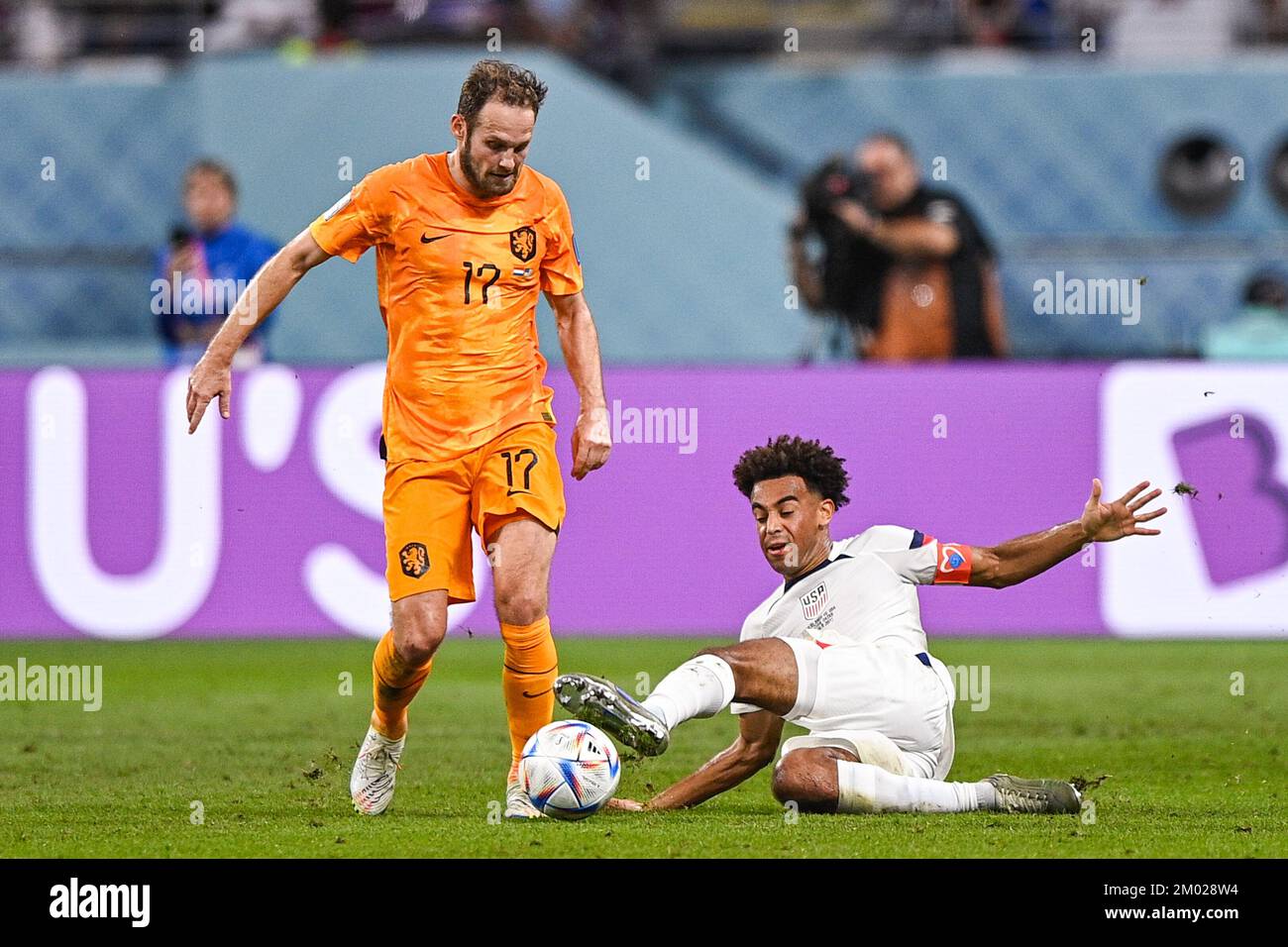 DOHA, QATAR - DECEMBER 3: Daley Blind of the Netherlands battles for ...