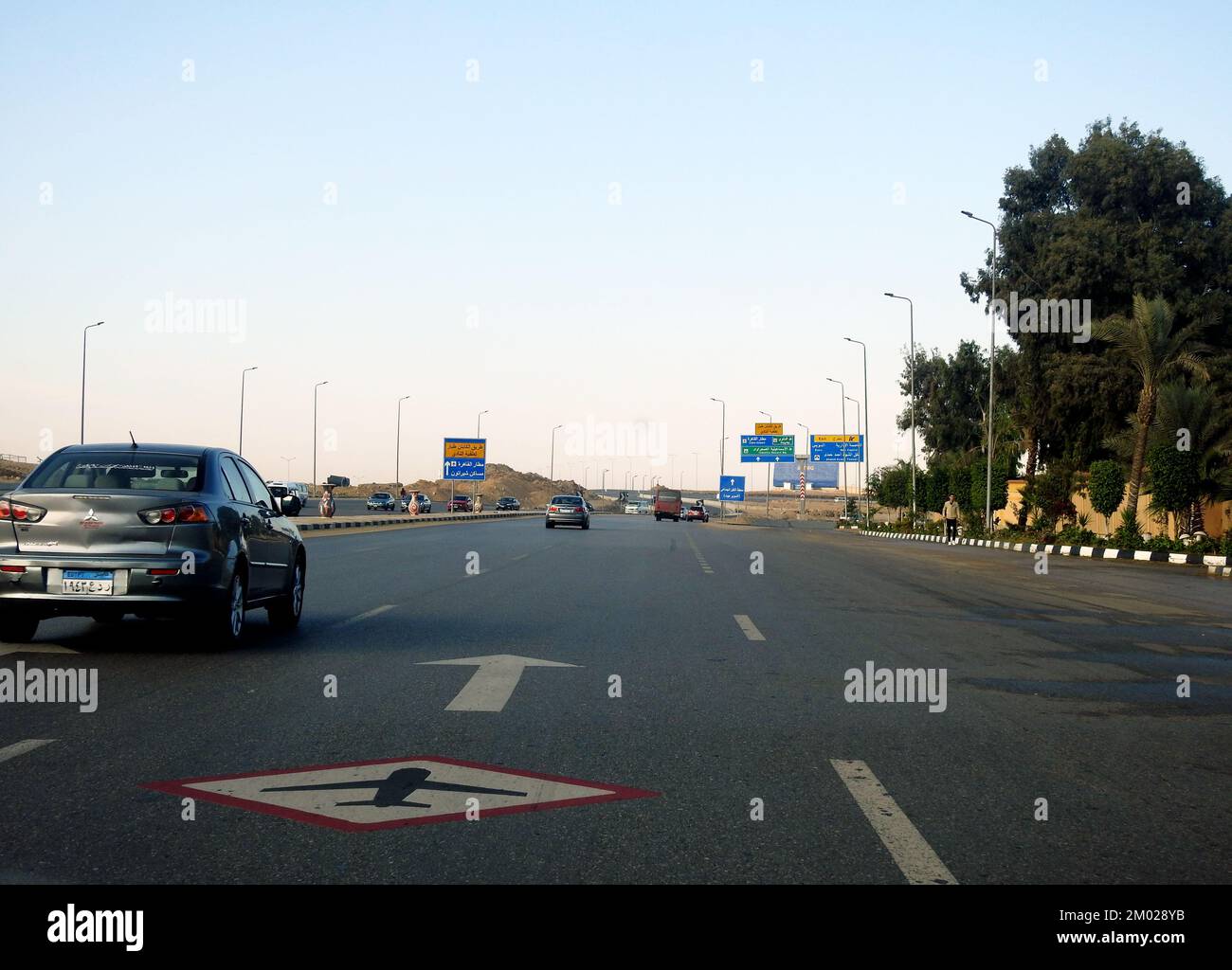 Cairo, Egypt, December 3 2022: Egyptian highway near Cairo Airport with ...