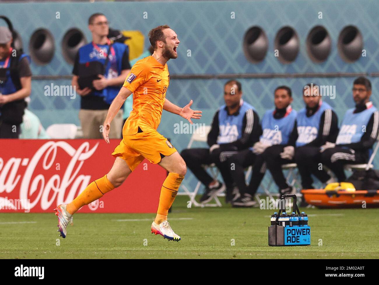Doha, Qatar. 3rd Dec, 2022. Daley Blind of Netherlands celebrates ...