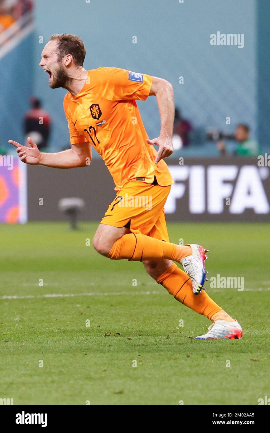Doha, Qatar. 3rd Dec, 2022. Daley Blind of the Netherlands celebrates ...