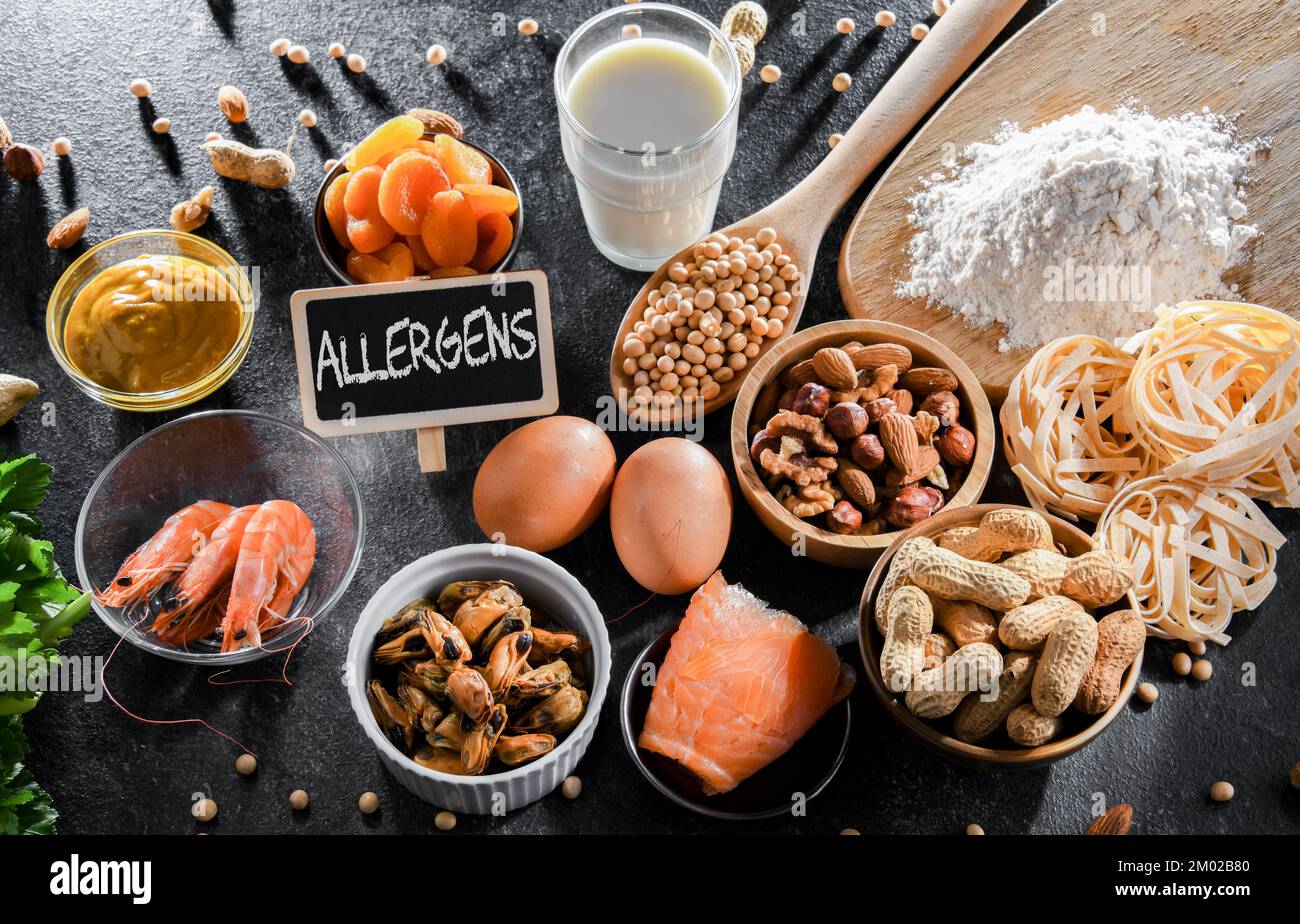 Composition with common food allergens including egg, milk, soya, nuts ...