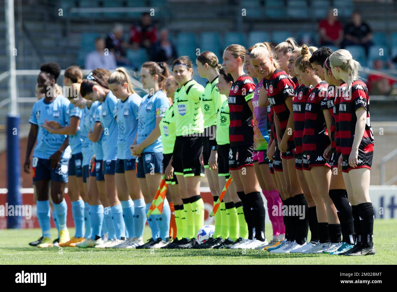 Sydney, Australia. 03rd Dec, 2022. Sydney FC and the Wanderers line up ...