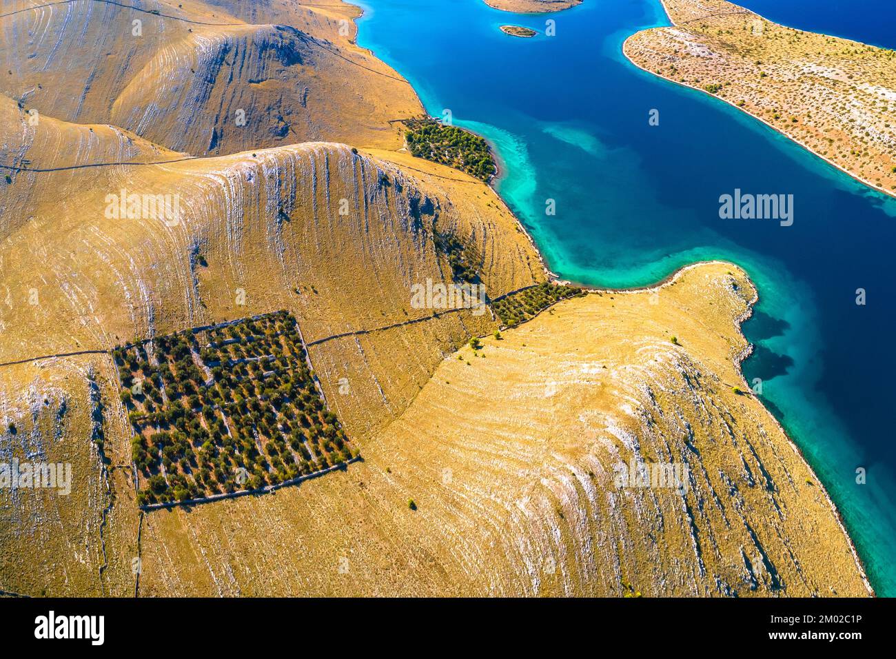 Amazing Kornati Islands national park stone desert aerial view ...