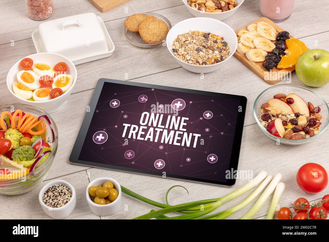 Tablet Pc with fruits, healthy concept Stock Photo - Alamy
