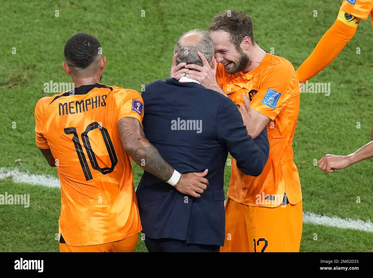Doha, Qatar. 3rd Dec, 2022. Daley Blind (R) of the Netherlands ...