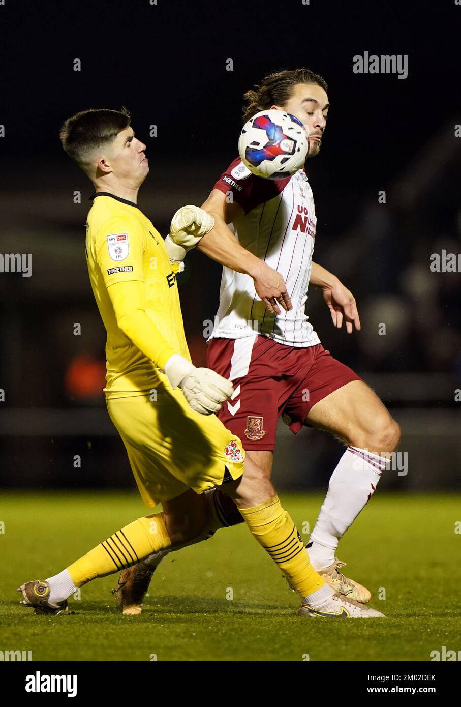 Tranmere Rovers goalkeeper Ross Doohan brings down Northampton Town's ...