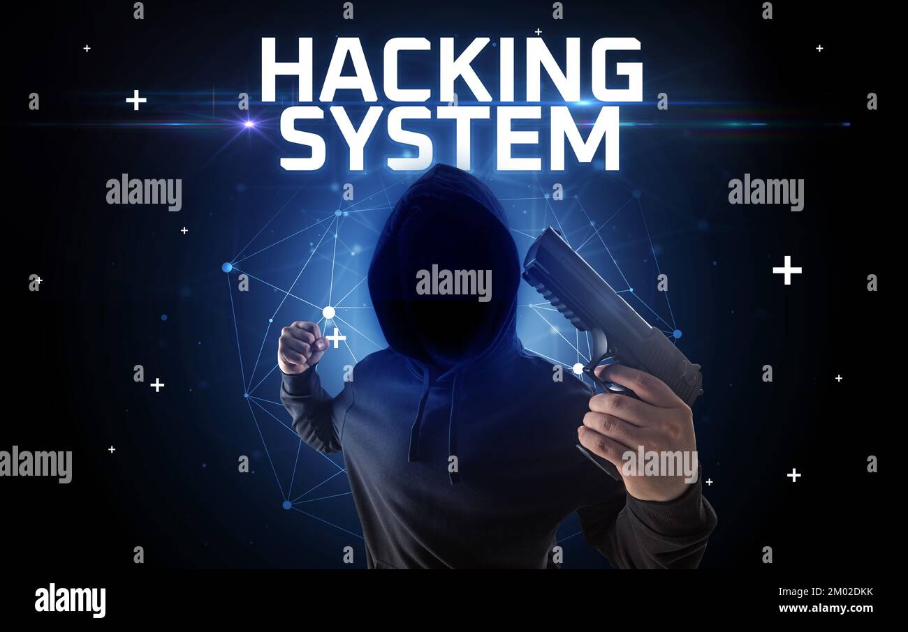 Mysterious hacker, online attack concept Stock Photo - Alamy