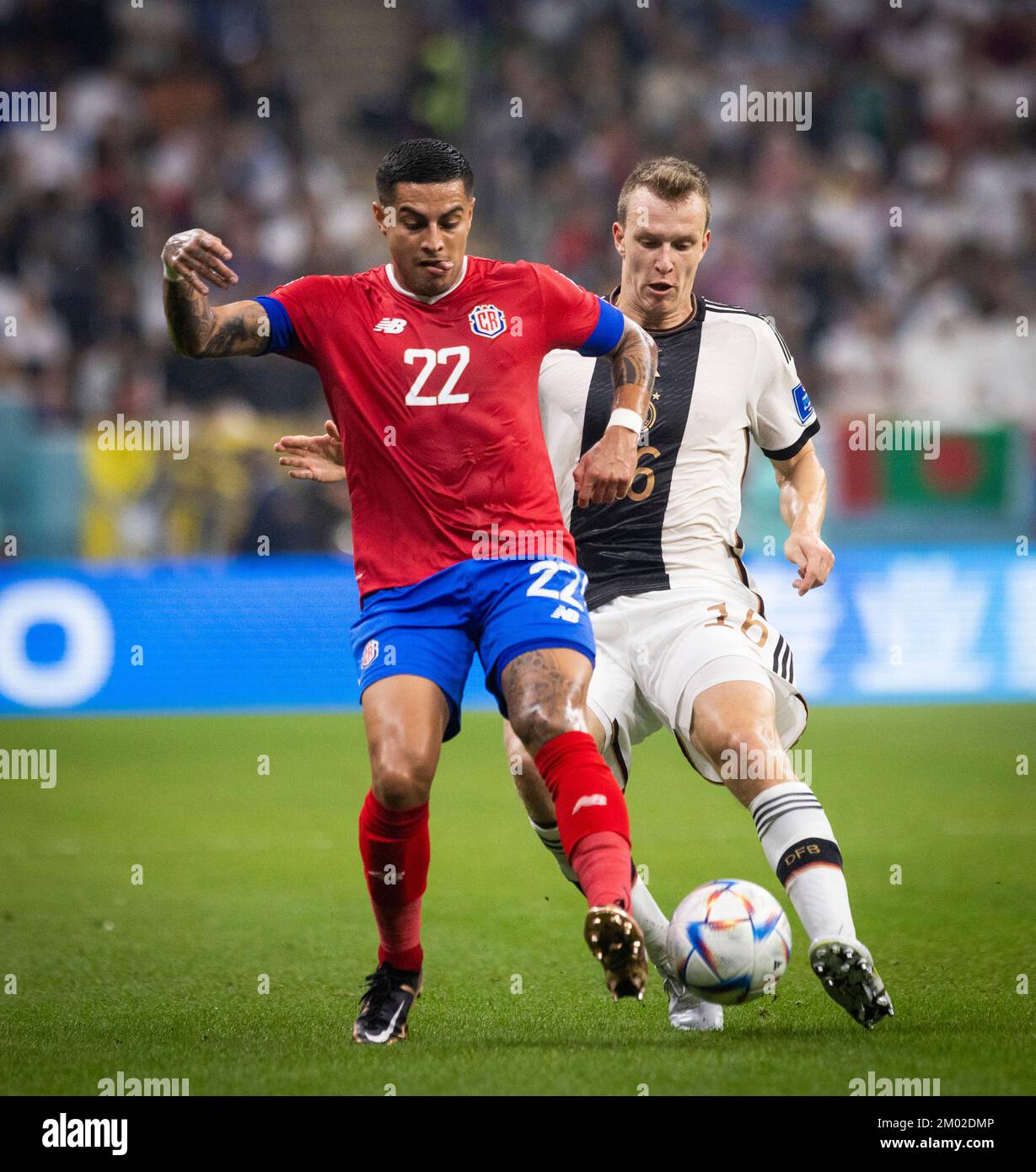 Doha, Qatar. 1st Dec, 2022. Ronald Matarrita (Costa), Lukas Klostermann ...