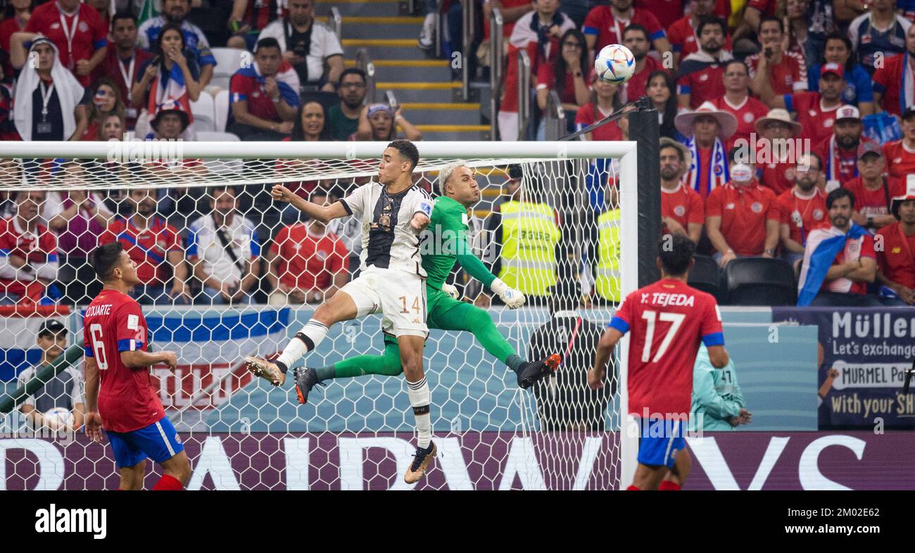 Doha, Qatar. 1st Dec, 2022. Jamal Musiala (Deutschland), Keylor Navas ...