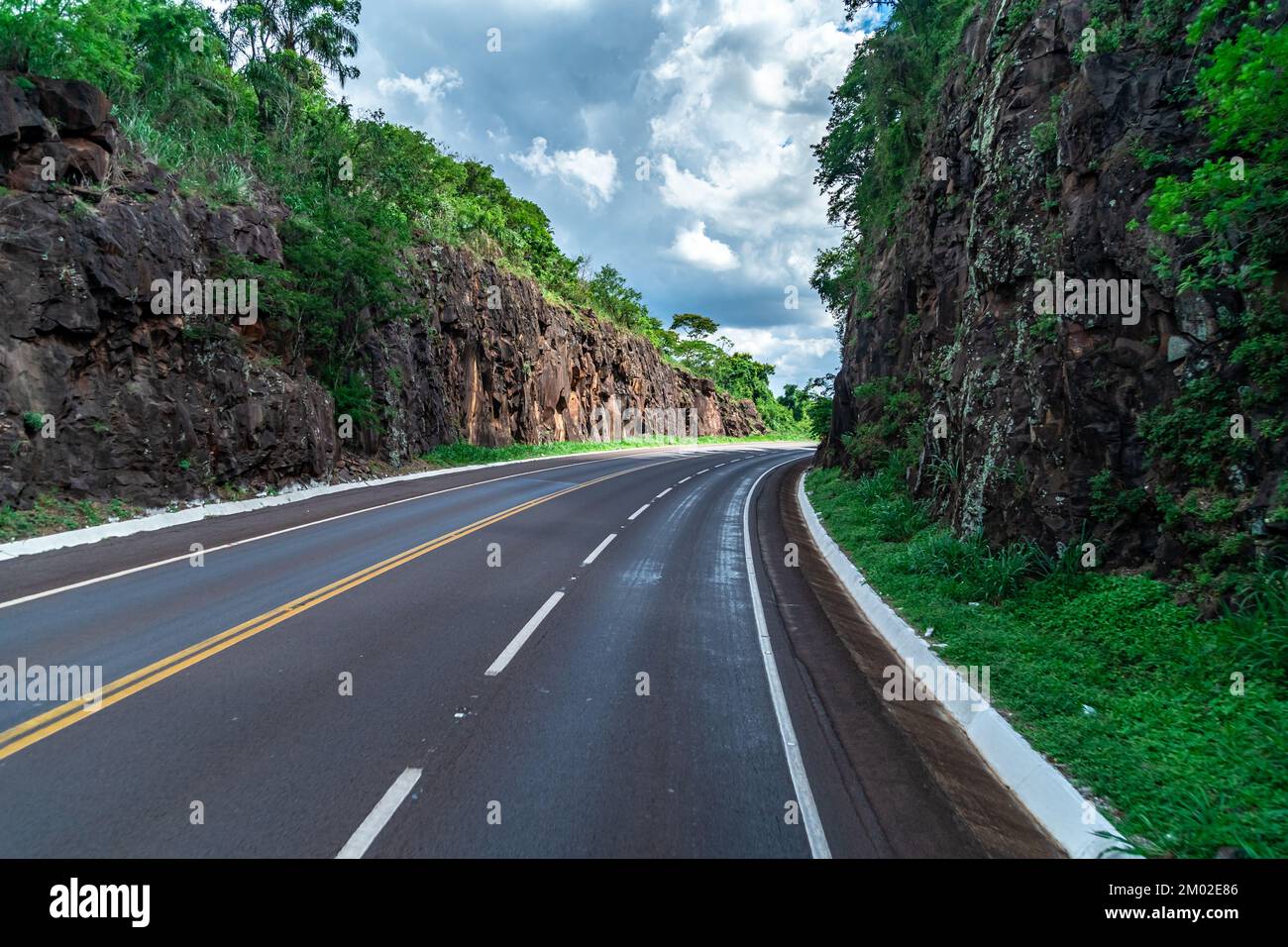 asphalt road in Brazilian nature in South America. motion blur Stock ...