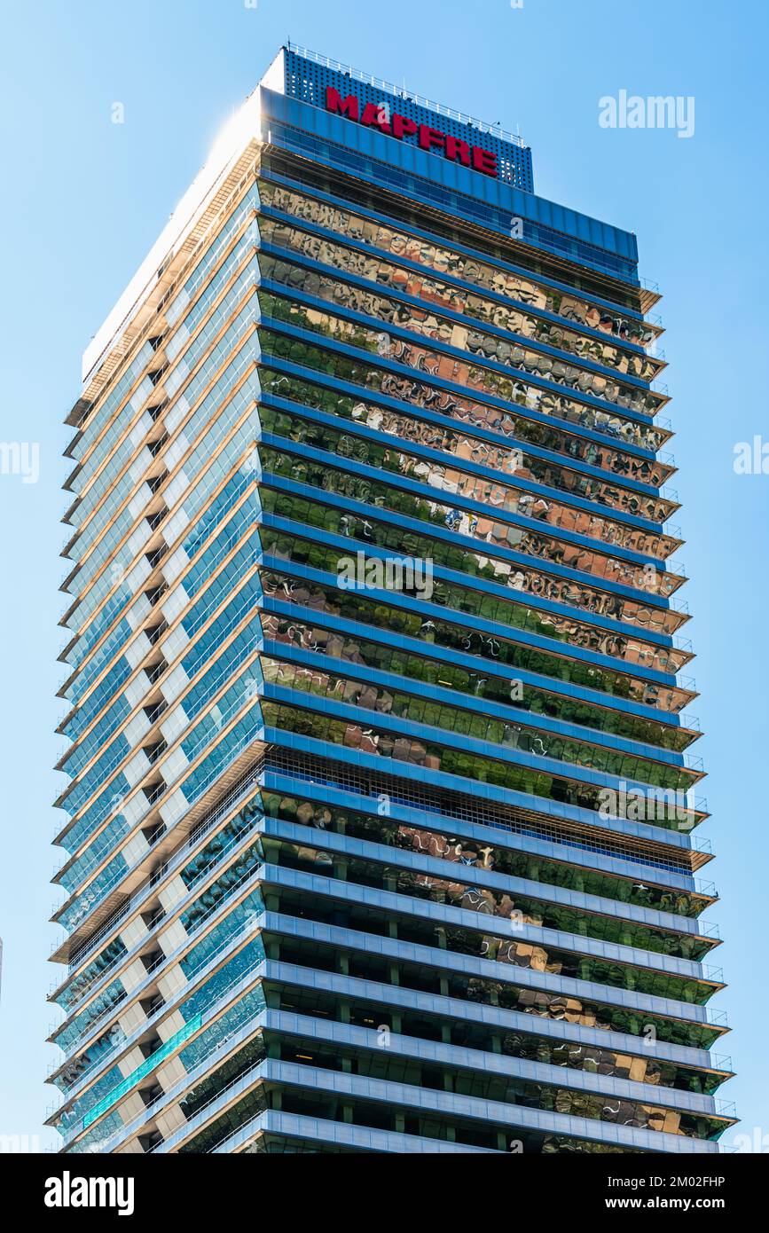 Torre Mapfre Skyscraper, Olympic Port in Barcelona, Spain, Europe Stock ...