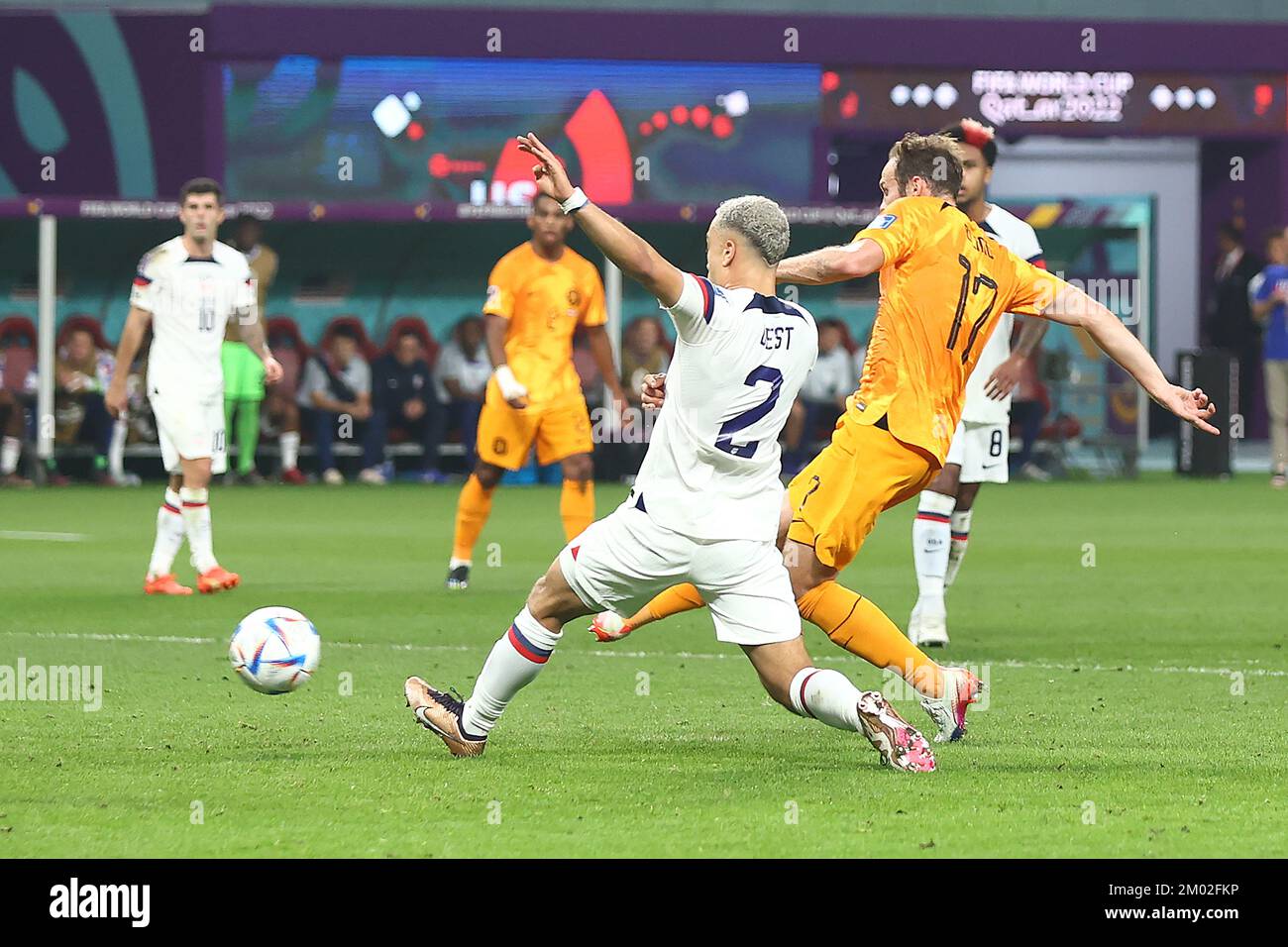 Doha, Qatar. 03rd Dec, 2022. Daley Blind of Netherlands scores his side ...