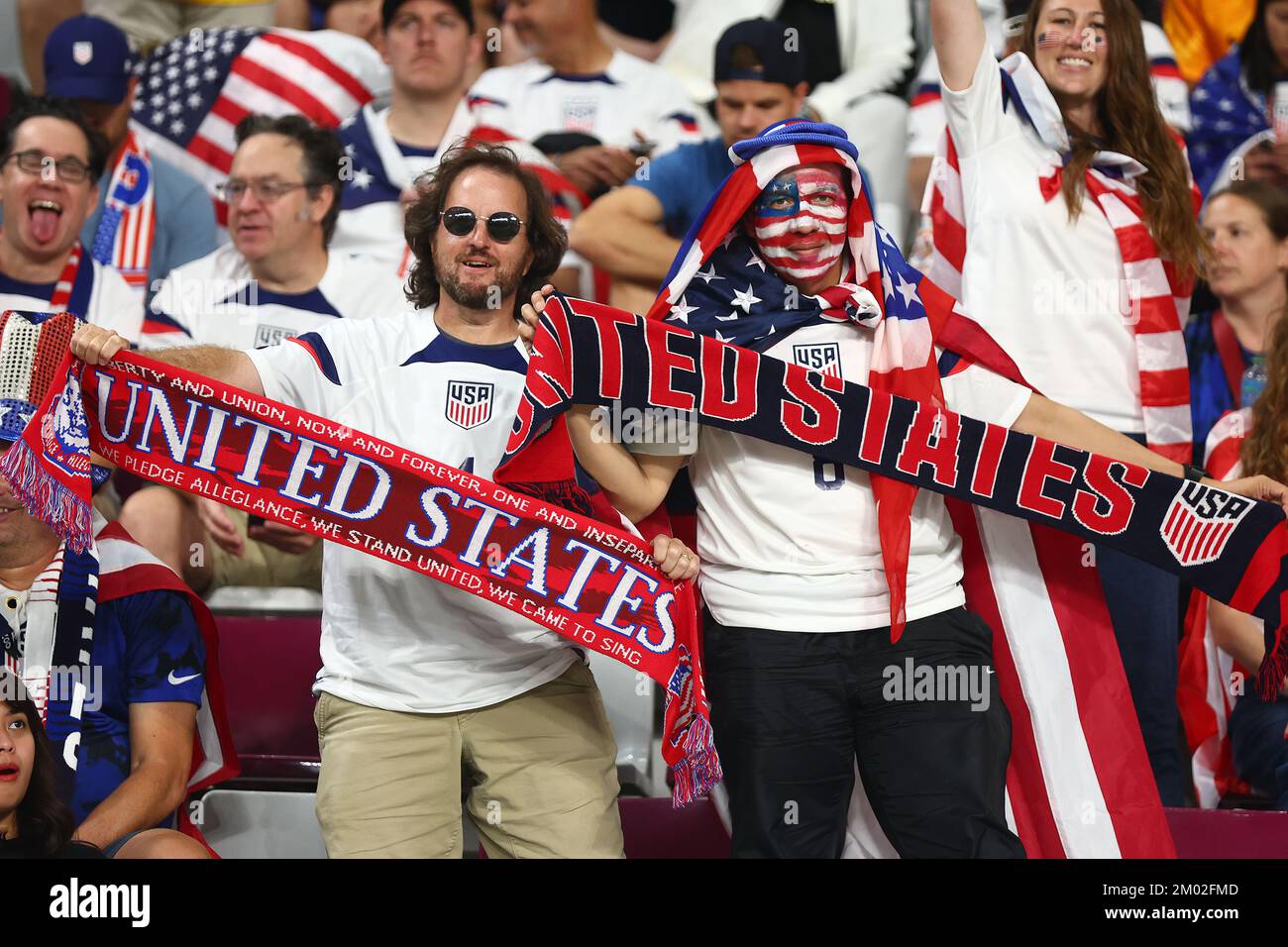 Doha, Qatar. 03rd Dec, 2022. USA fans support their team during the ...