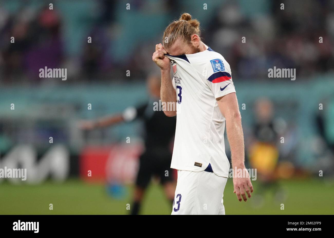 USA's Tim Ream appears dejected after the FIFA World Cup round of 16 ...