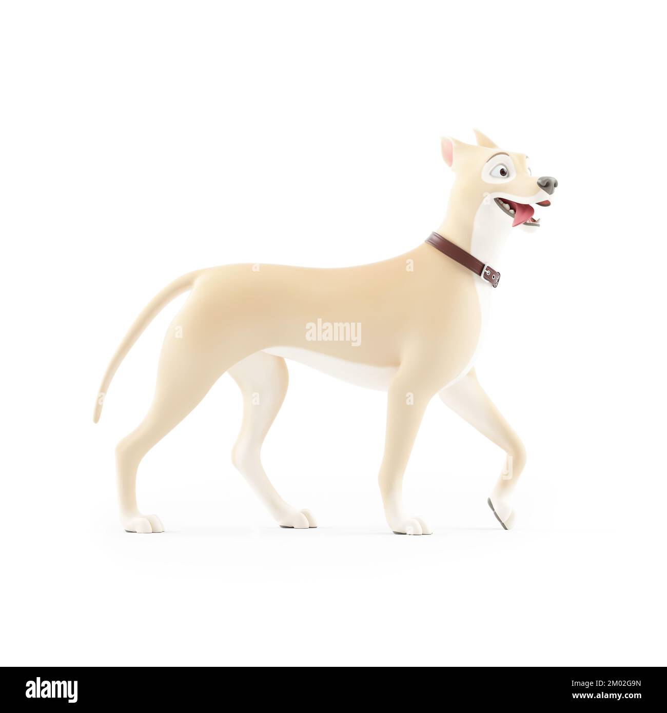 3d happy cartoon dog walking, illustration isolated on white background ...