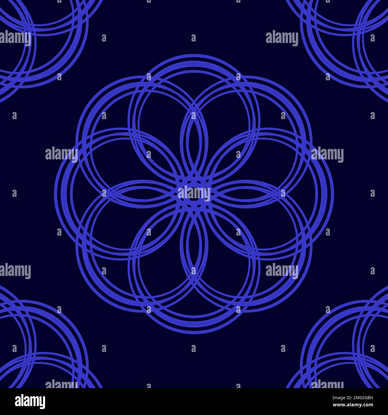 Illustration of blue circles pattern on black background. Stylized ...