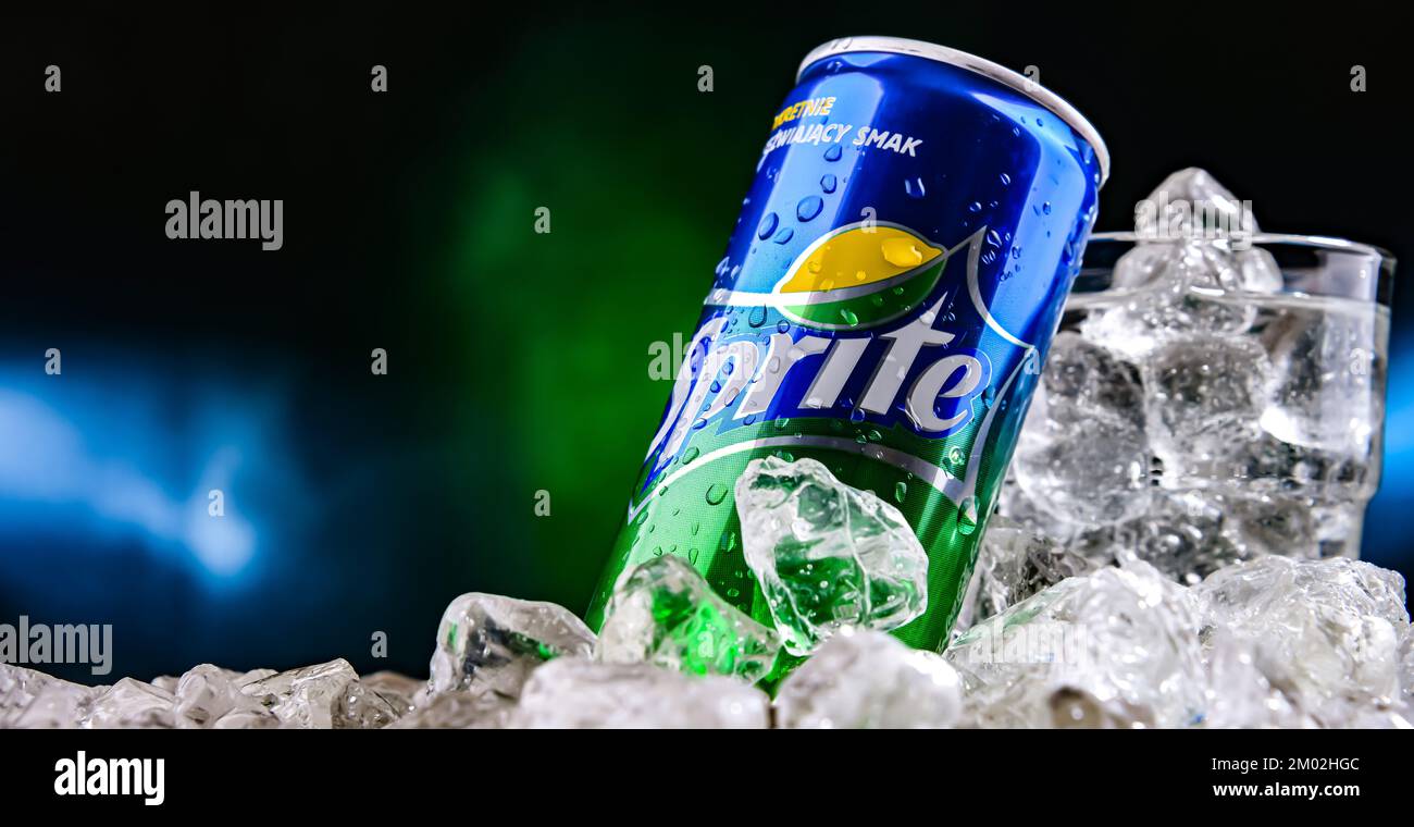 POZNAN, POL - NOV 24, 2022: Can of Sprite, a brand of soft drink ...