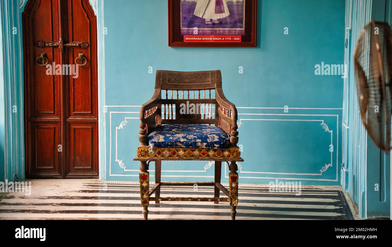 Beautiful light blue colored rooms inside Udaipur's city palace ...