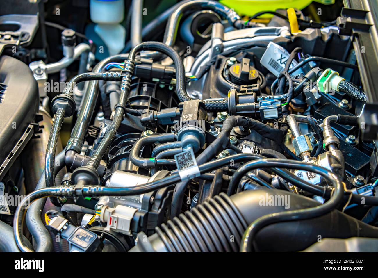 POZNAN, POLAND - SEP 2, 2022: Ford Puma 1.0 EcoBoost hybrid engine ...