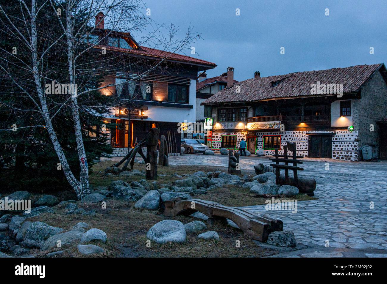 Bansko, famous ski winter resort, traditional old bulgarian ...