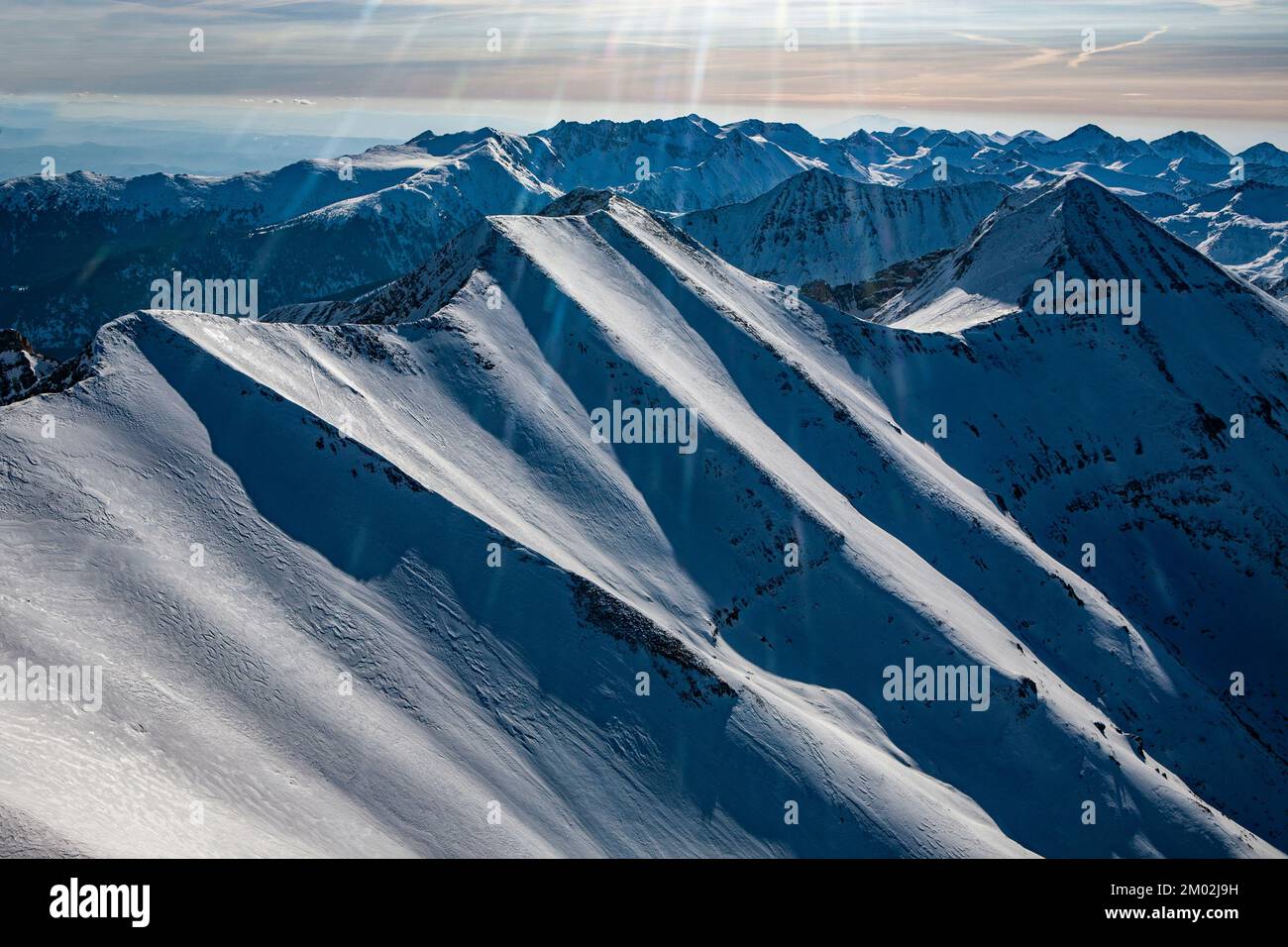 Pirin mountain, National park, aerial view of marble ridge, Koncheto ...