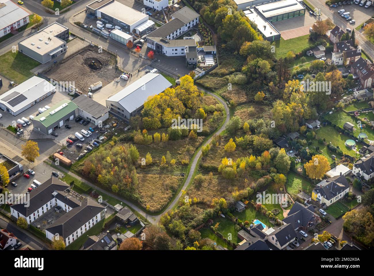 Aerial view, green area between Rosenstraße and Felix-Wankel-Straße ...