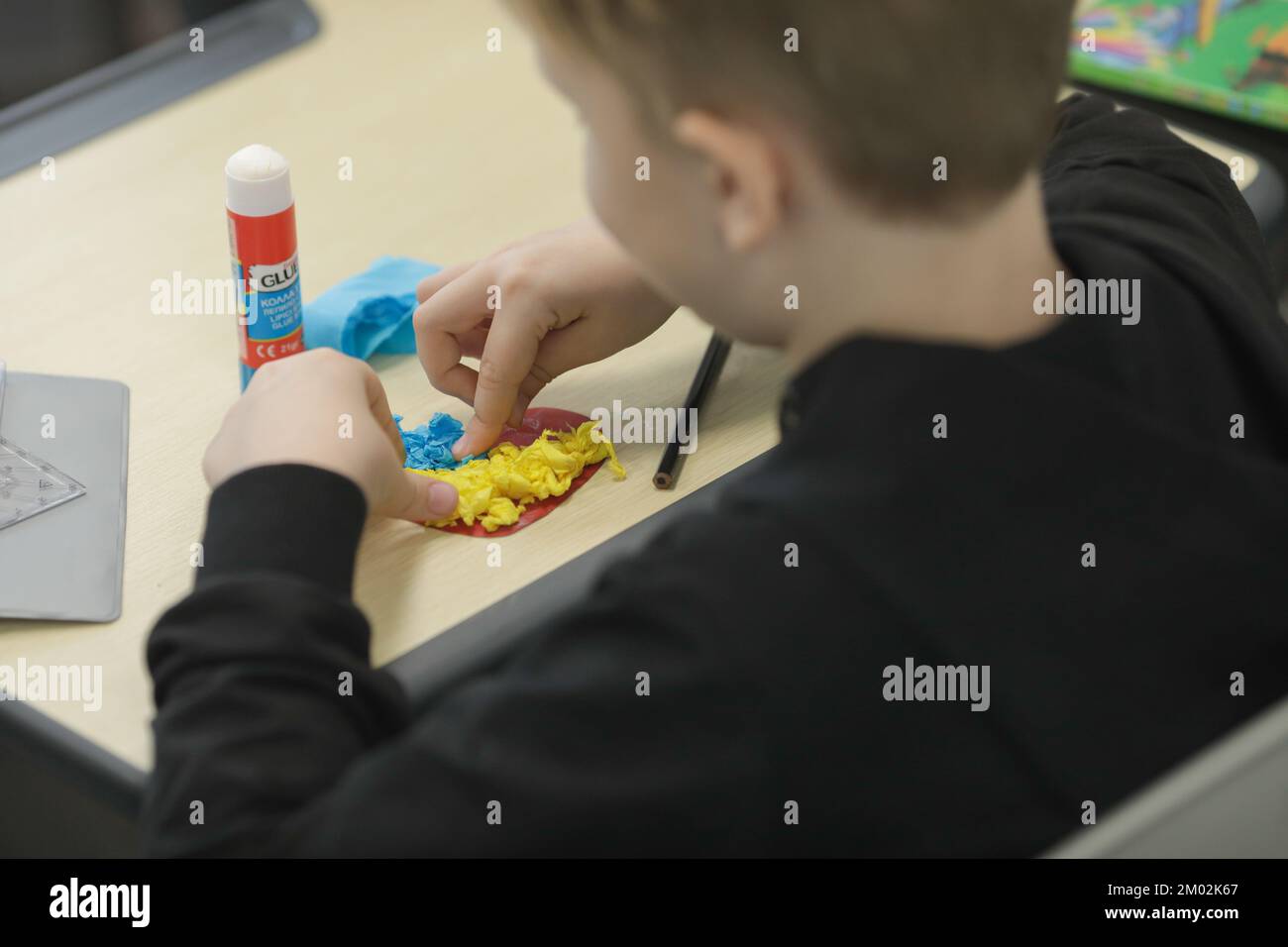 Shallow depth of field (selective focus) details with Ukrainian refugee ...
