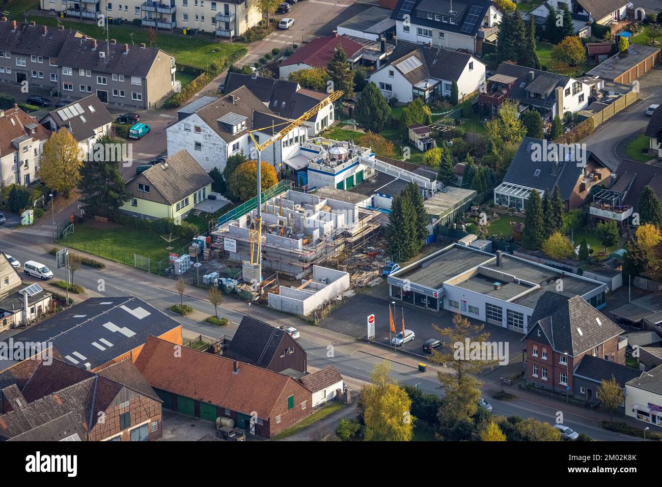 Aerial view, construction site and new building, Werver Mark corner Zum Toedtfeld, Heeren-Werve ...