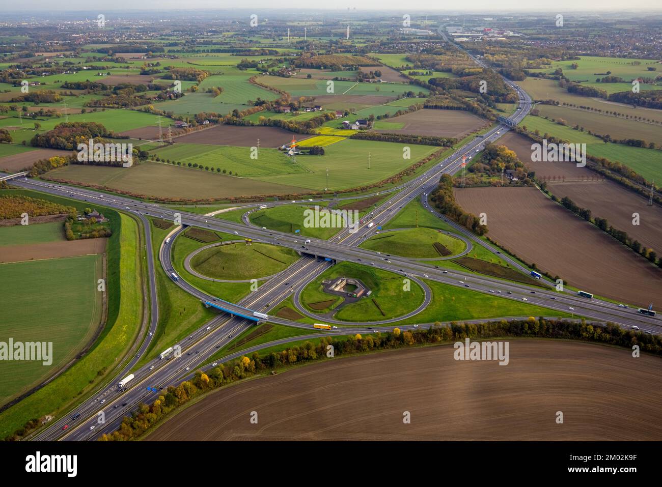 Aerial view, Kamener Kreuz, interchange of freeway A2 and freeway A1 ...
