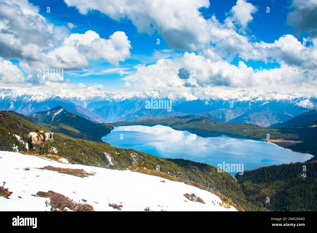 Beautiful Lake with Snowy Mountains Himalaya Rara Lake National Park ...