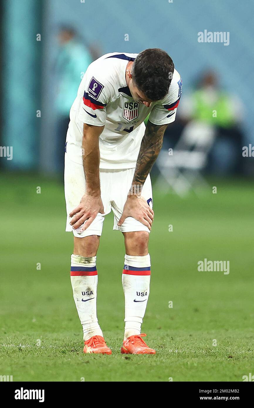 Doha, Qatar. 03rd Dec, 2022. Christian Pulisic of USA reacts during the ...
