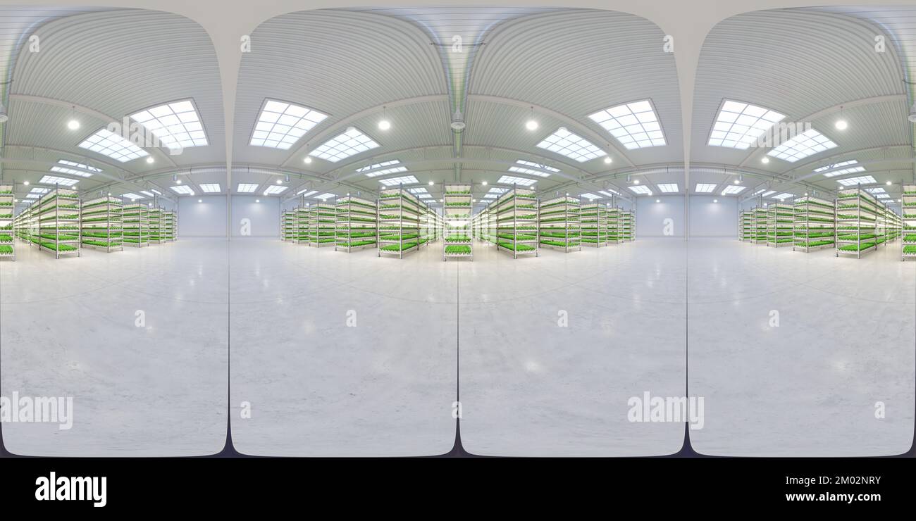 Full spherical HDRI panorama 360 degrees of indoor vertical farm ...