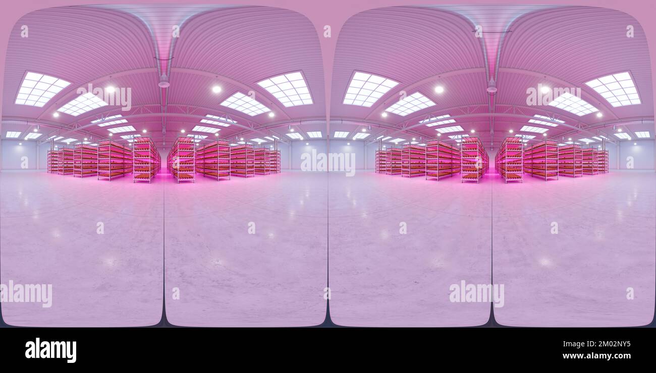 Full spherical HDRI panorama 360 degrees of indoor vertical farm ...