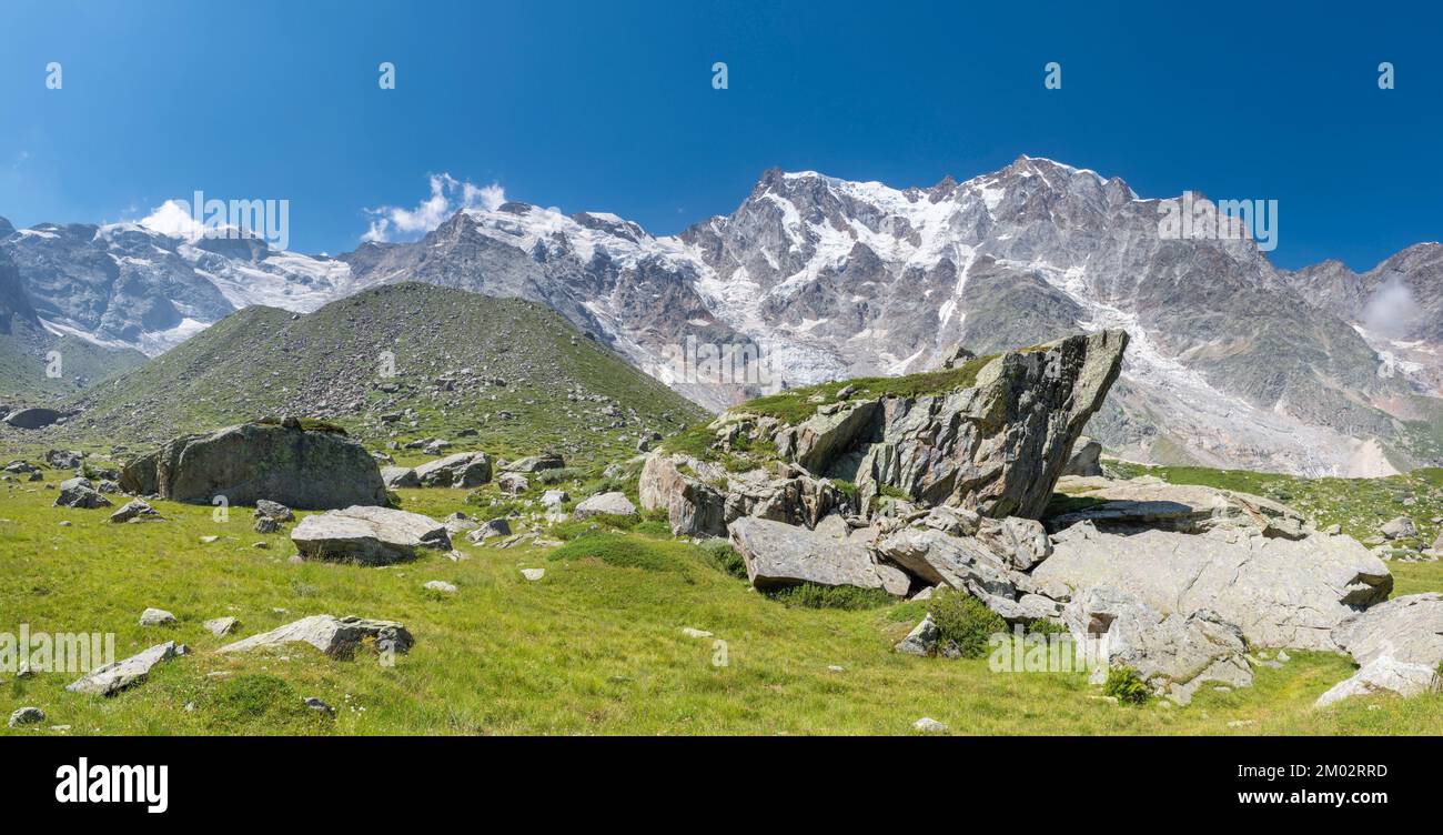 The Monte Rosa and Punta Gnifetti paks - Valle Anzasca valley Stock ...